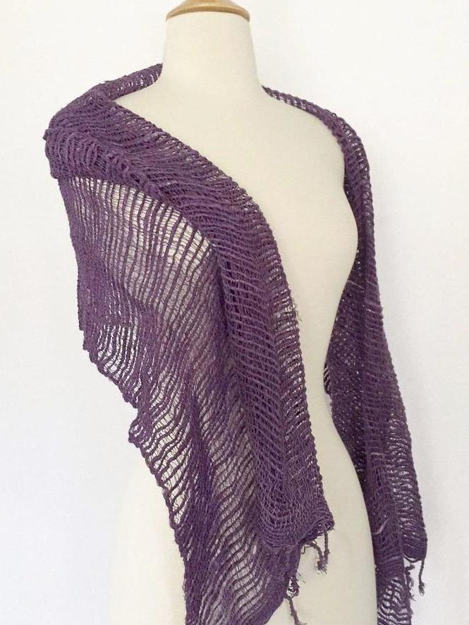Handwoven Open Weave Cotton Scarf - Mulled Grape – Woven Art & Beyond LLC